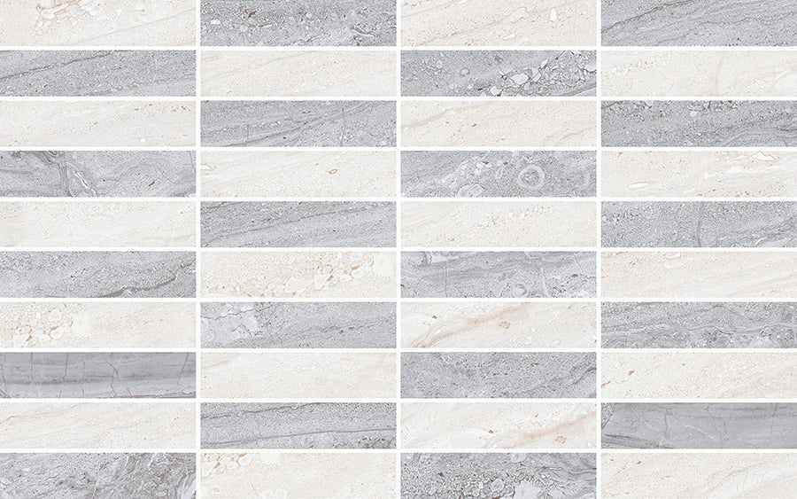 Travertino Wall Tile 25x40 | Grey Decor 1 MIX Glossy