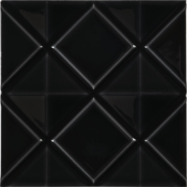 Quadra Wall Tile R2 15x15 | 100 Black Glossy